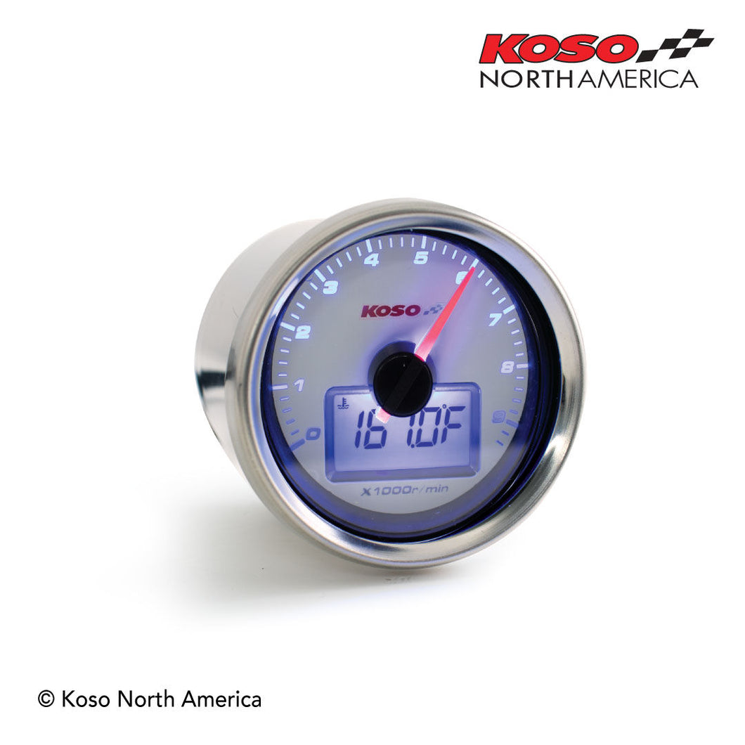 Koso GP STYLE TACHOMETER WITH TEMPERATURE - WHITE FACE – Motorcycle ...